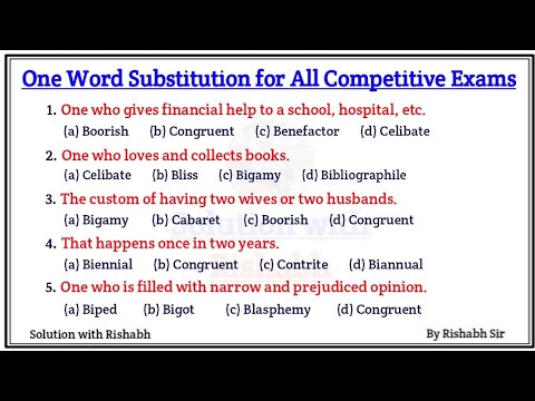 Most Important One word substitution | One word substitution practice ...