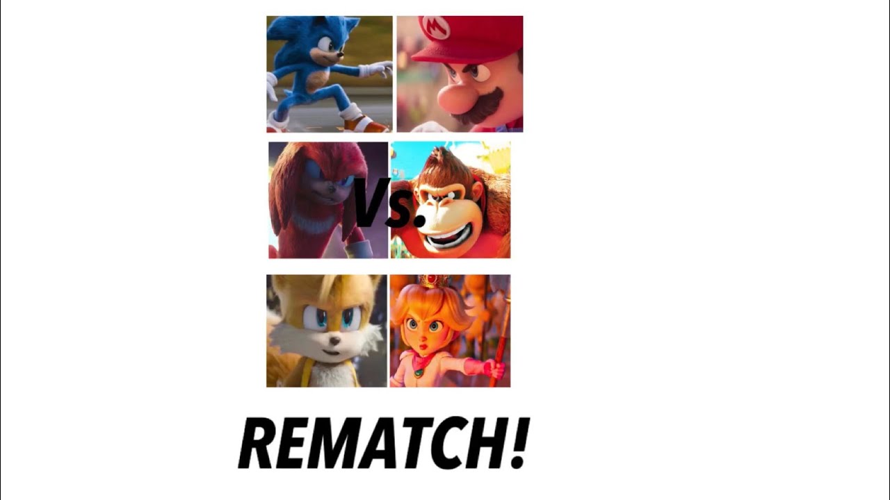 Sonic knuckles tails vs Mario donkey Kong and peach rematch - YouTube