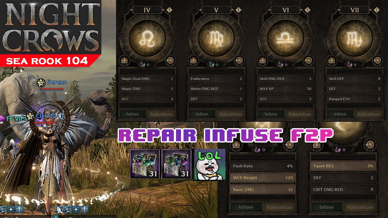 NIGHT CROWS GLOBAL | REPAIR INFUSE ALT ACCOUNT - YouTube