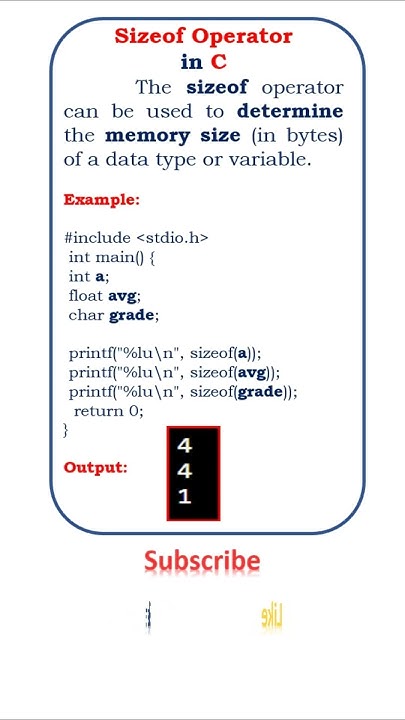 sizeof operators in c@ensolutions5210 #en #coding #operator #clanguage #sizeof - YouTube