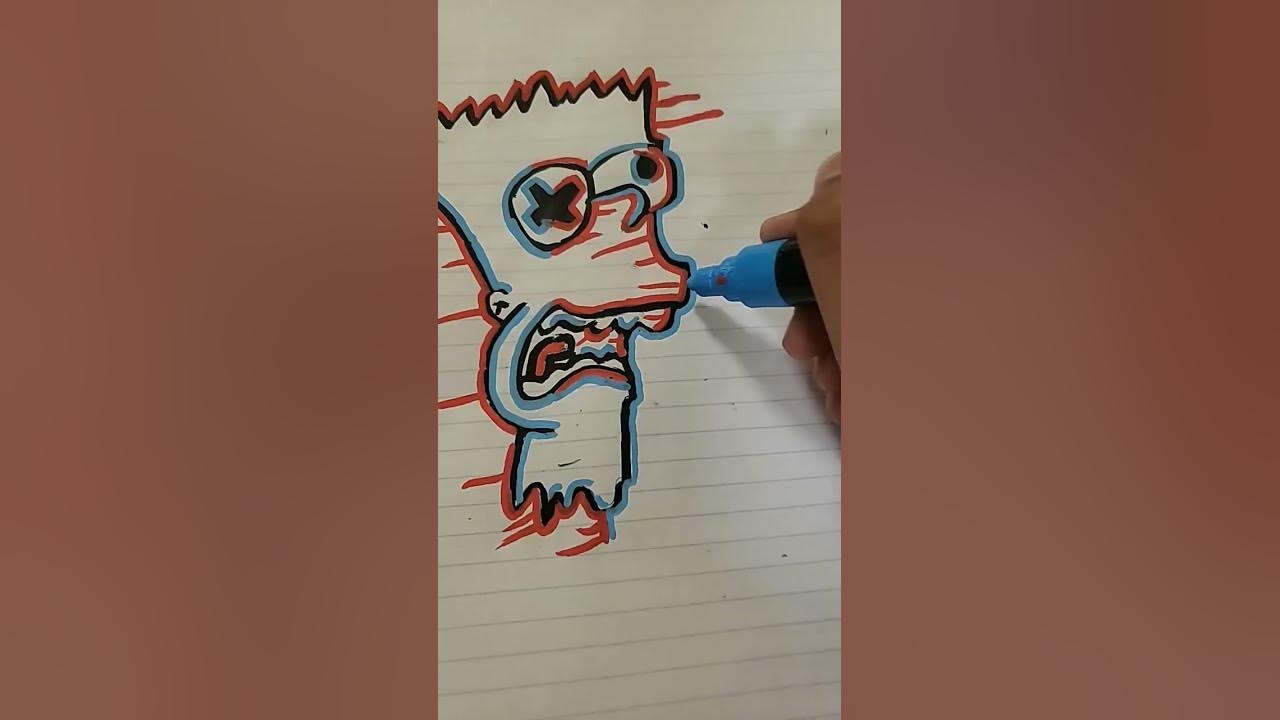 Drawing Bart Simpson Glitch Effect Drawing Draw Bartsimpson Glitch Poscaart Shorts Posca