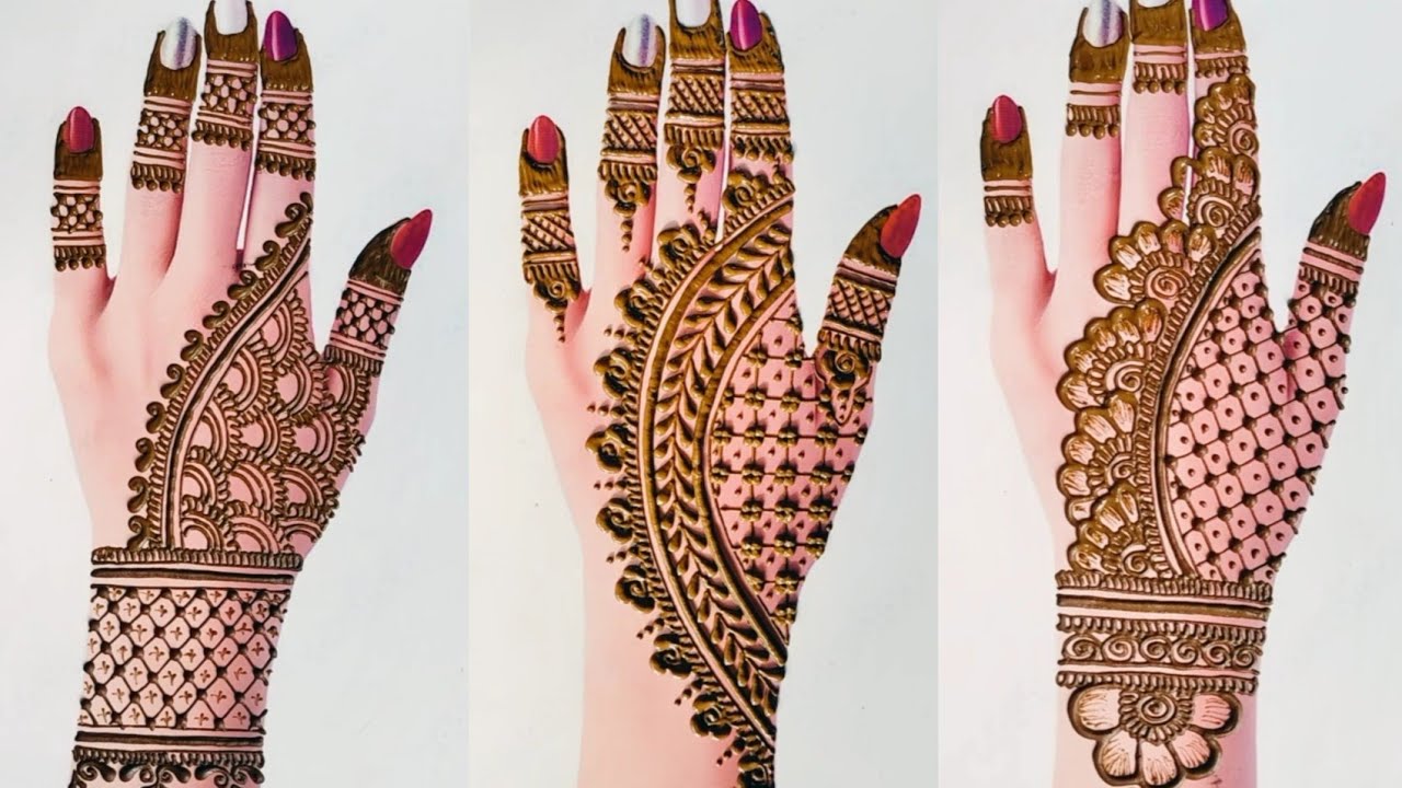 Beautiful different 3 backhand easy mehndi designs/Simple rakhi special ...
