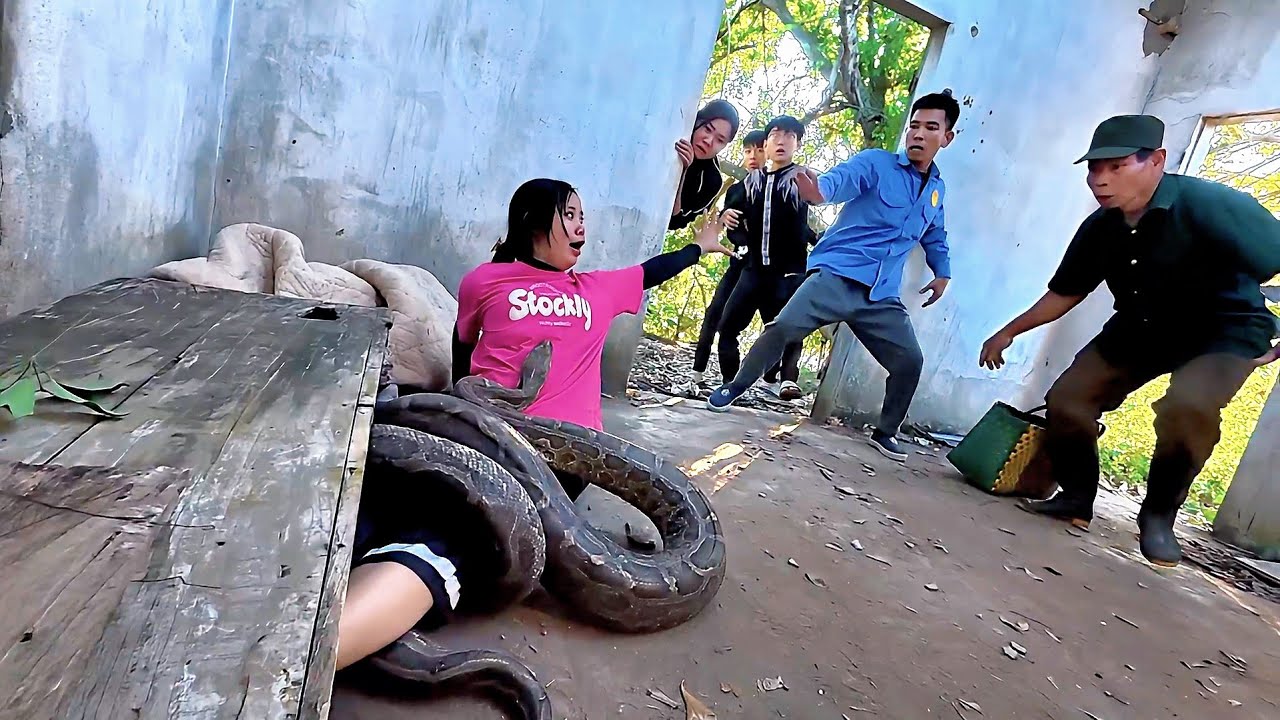 She Was Cornered! Giant Python Attacks Girl Inside an Abandoned House ...