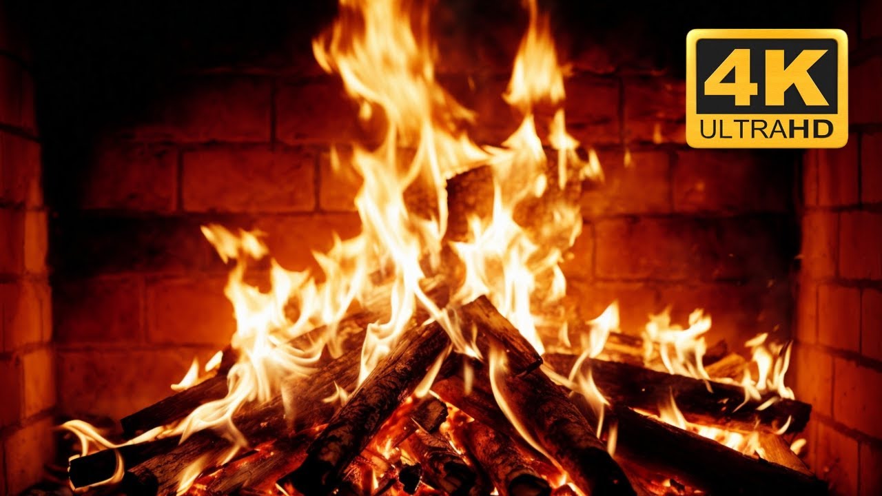 Cozy Fireplace 4K, Fireplace Ambience with Crackling Fire Sounds ...
