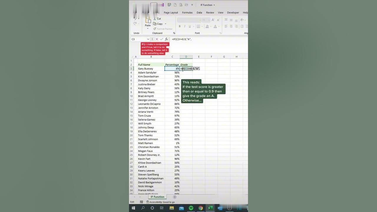 GRADING USING IF FUNCTION IN EXCEL - YouTube