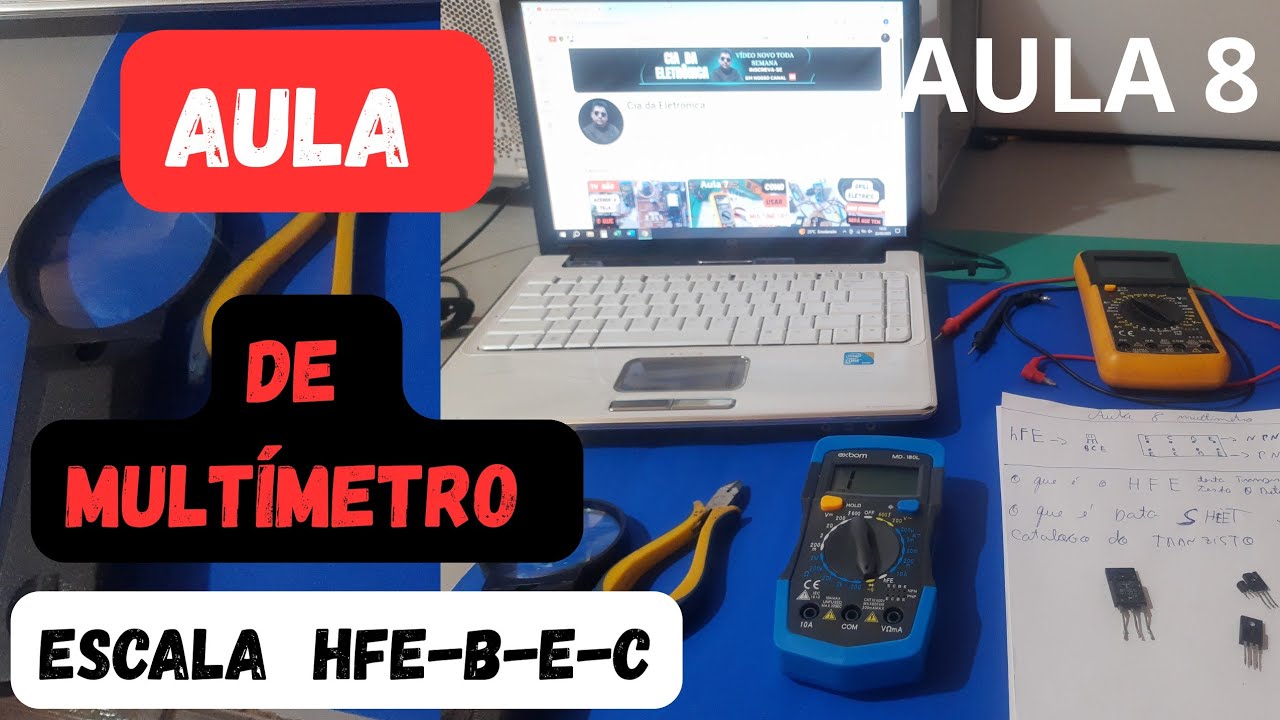 AULA 8 MULTÍMETRO DIGITAL ESCALA HFE COMO USAR B-C-E / CIA DA ...