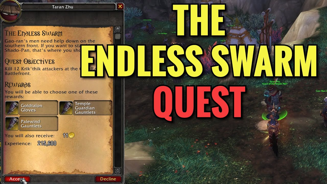 The Endless Swarm Quest (WoW MOP) - YouTube