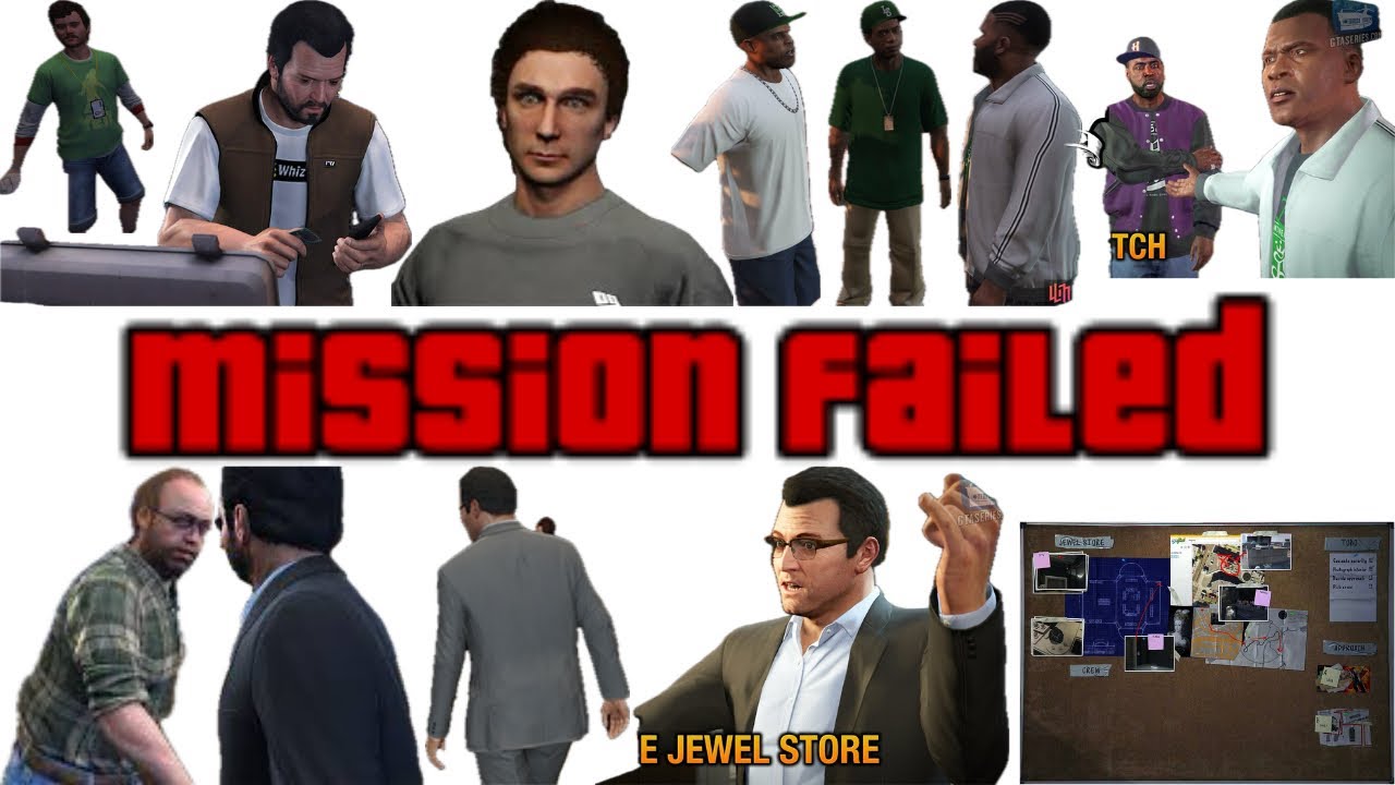 GTA V Mission Failed Compilation - Friends Request The Long Stretch and ...