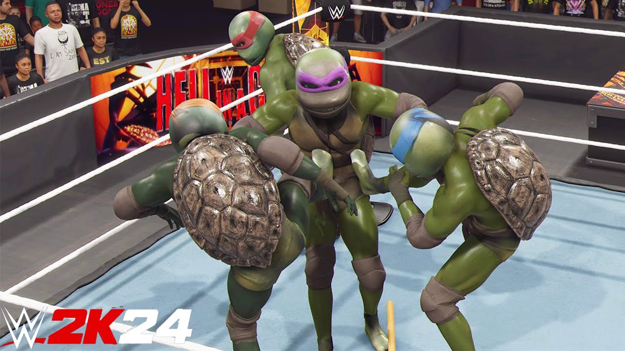 Teenage Mutant Ninja Turtles in Elimination Match - WWE 2K24 - PS5 [4K ...