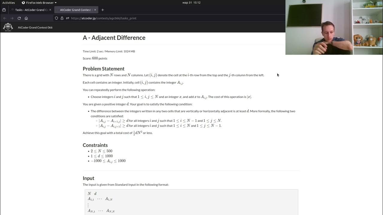 Atcoder Grand Contest 66 (I might as well upload it) - YouTube