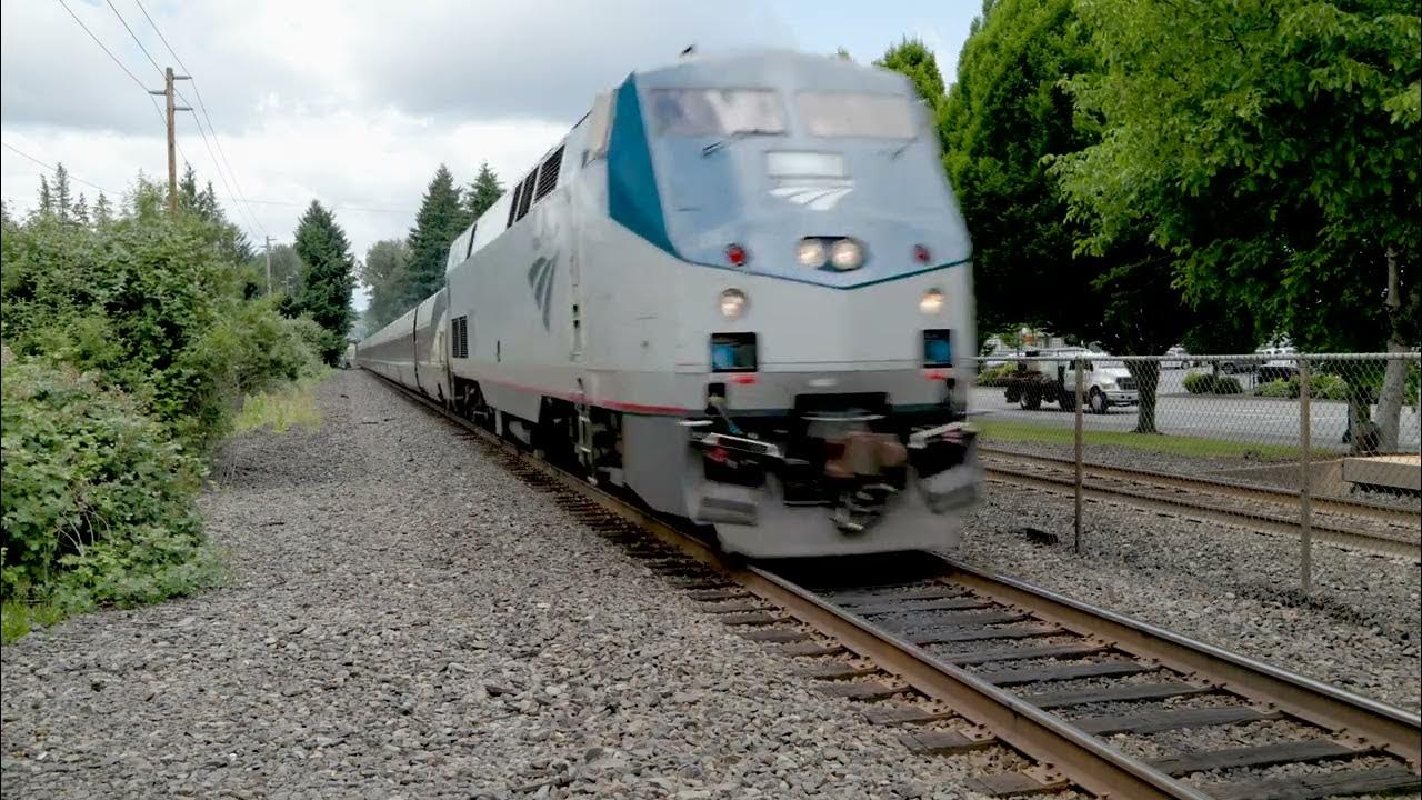 Amtrak Coast Starlight and Cascades Full Speed Passes, ALC-42 Charger, GE P42DC, Talgo 8. - YouTube