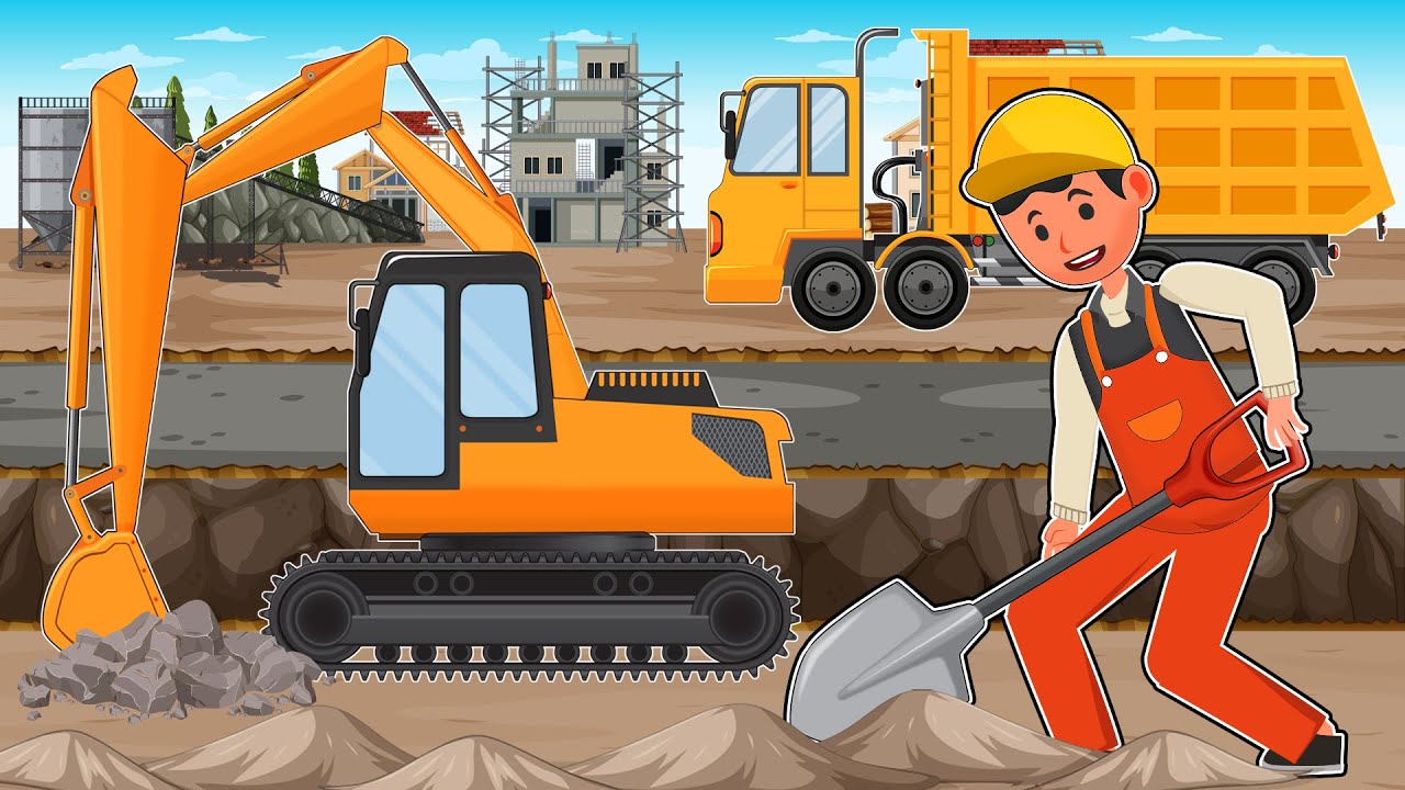 Gas station Construction - Construction Machinery and Excavator Street ...