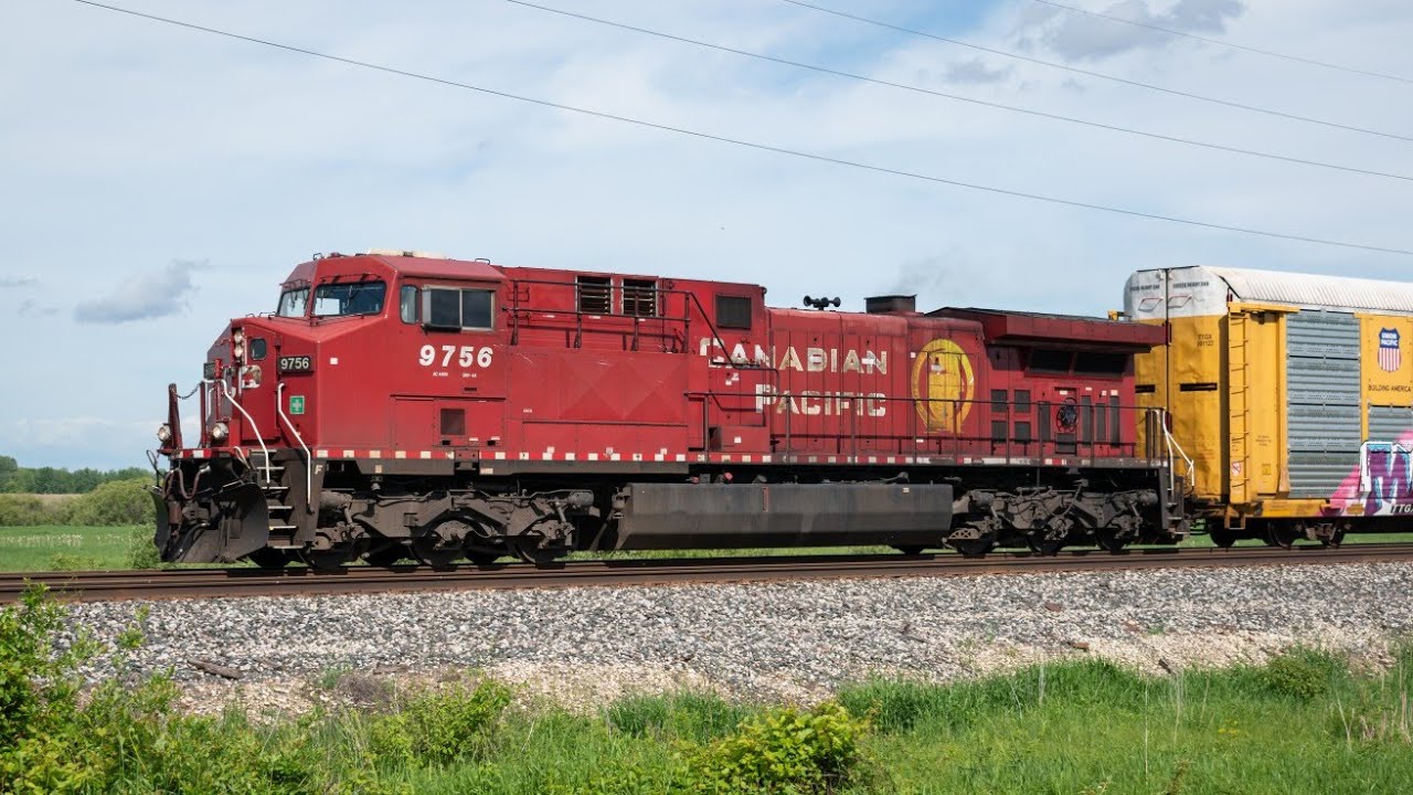 A Clean Canadian Pacific AC44 Leads CPKC 149 w/ CP 7020 (NATO Tribute Unit) as a DPU in Columbus ...