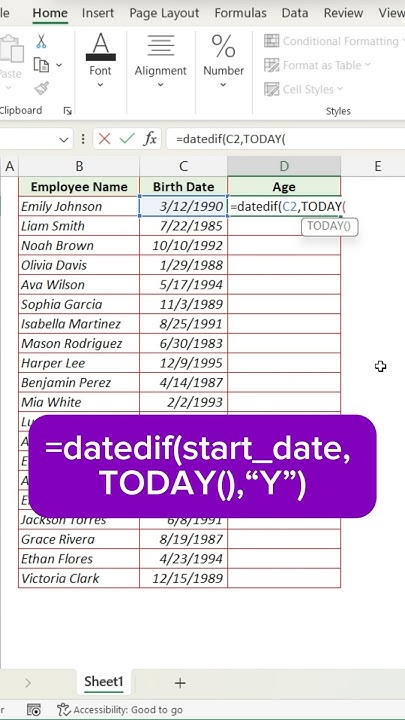 Calculate age in excel by using DATEDIF formula . Subscribe for this type of content. - YouTube