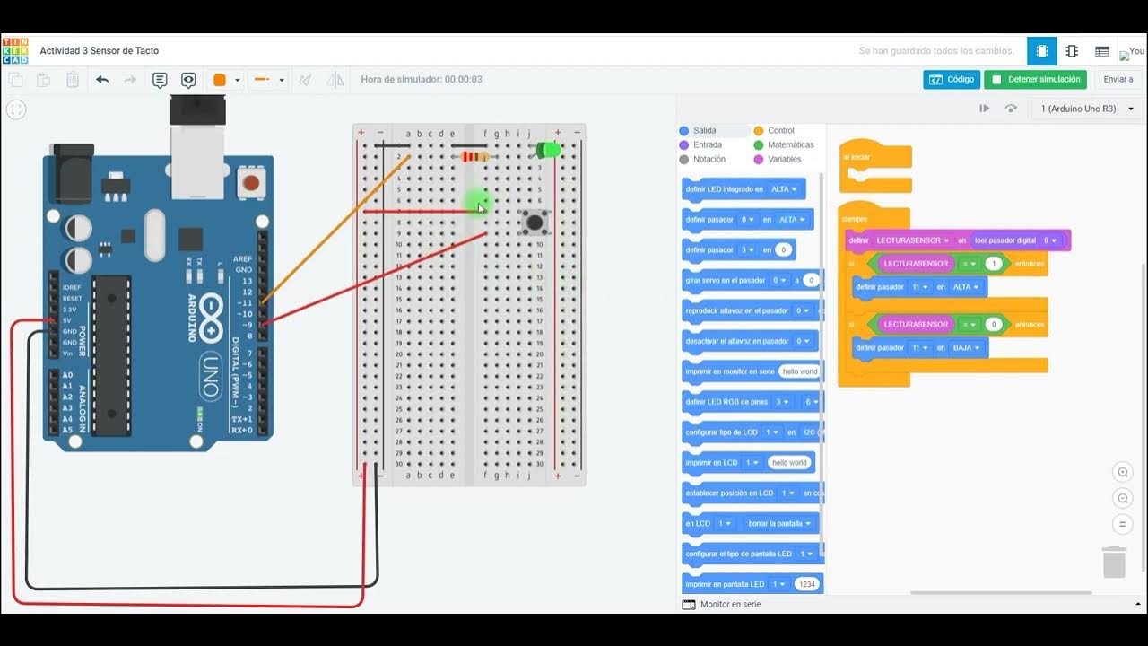 Actividad 3 - Sensor de tacto Arduino en Tinkercard - YouTube