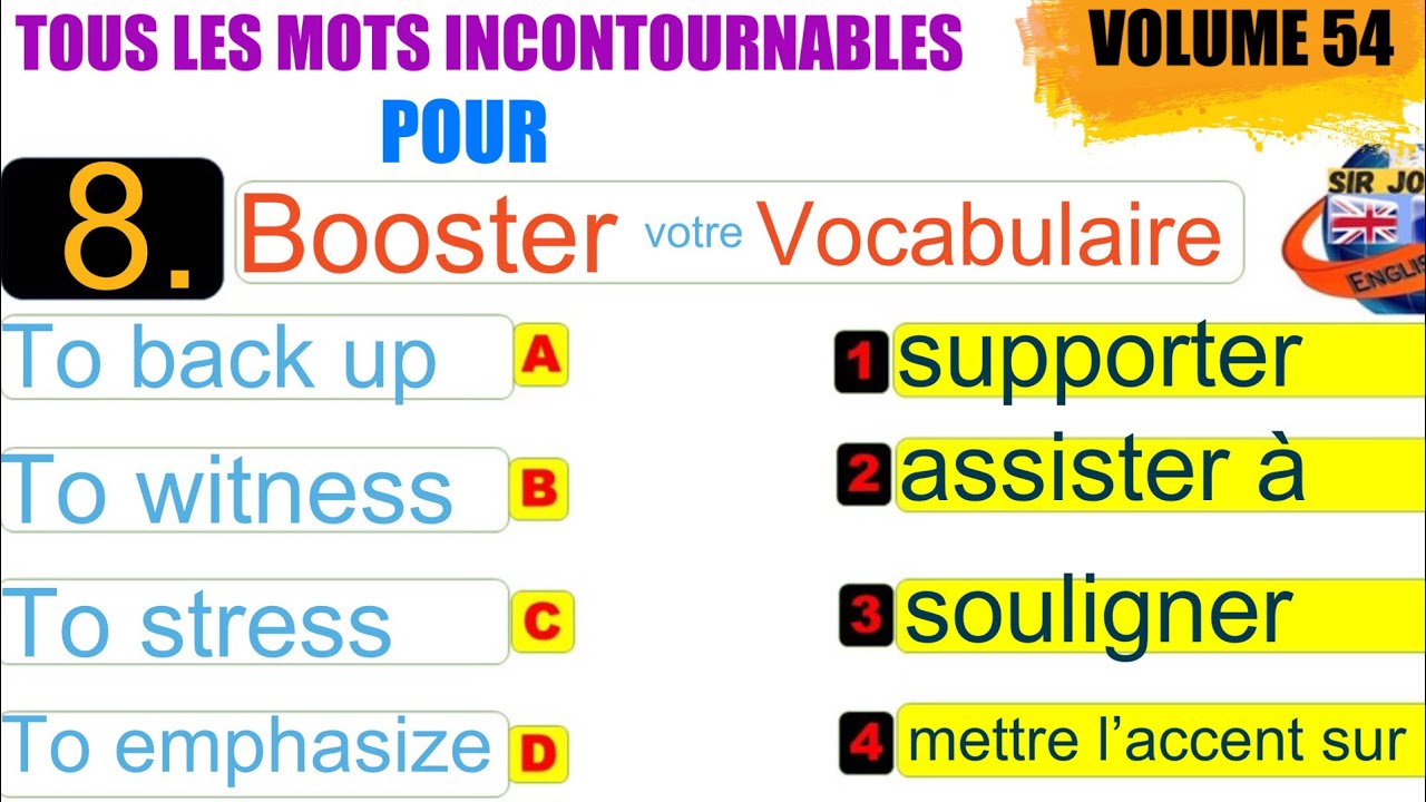 VOCABULAIRE DES MOTS INCONTOURNABLES [VOLUME 54] - YouTube