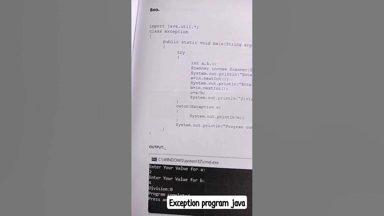 Exception Program In Java Javaprogramming Java Viralvideo Viralshorts Youtube 