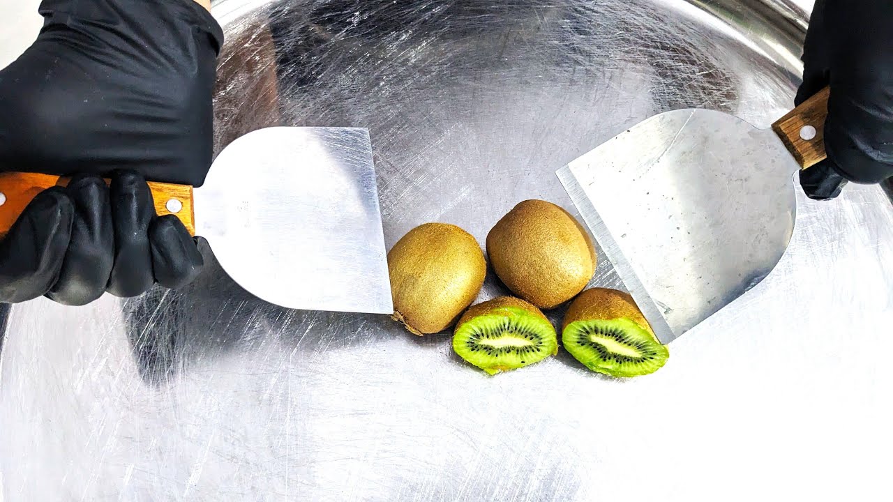 Kiwi Ice Cream Rolls | how to make satisfying fried Ice Cream - tapping ...