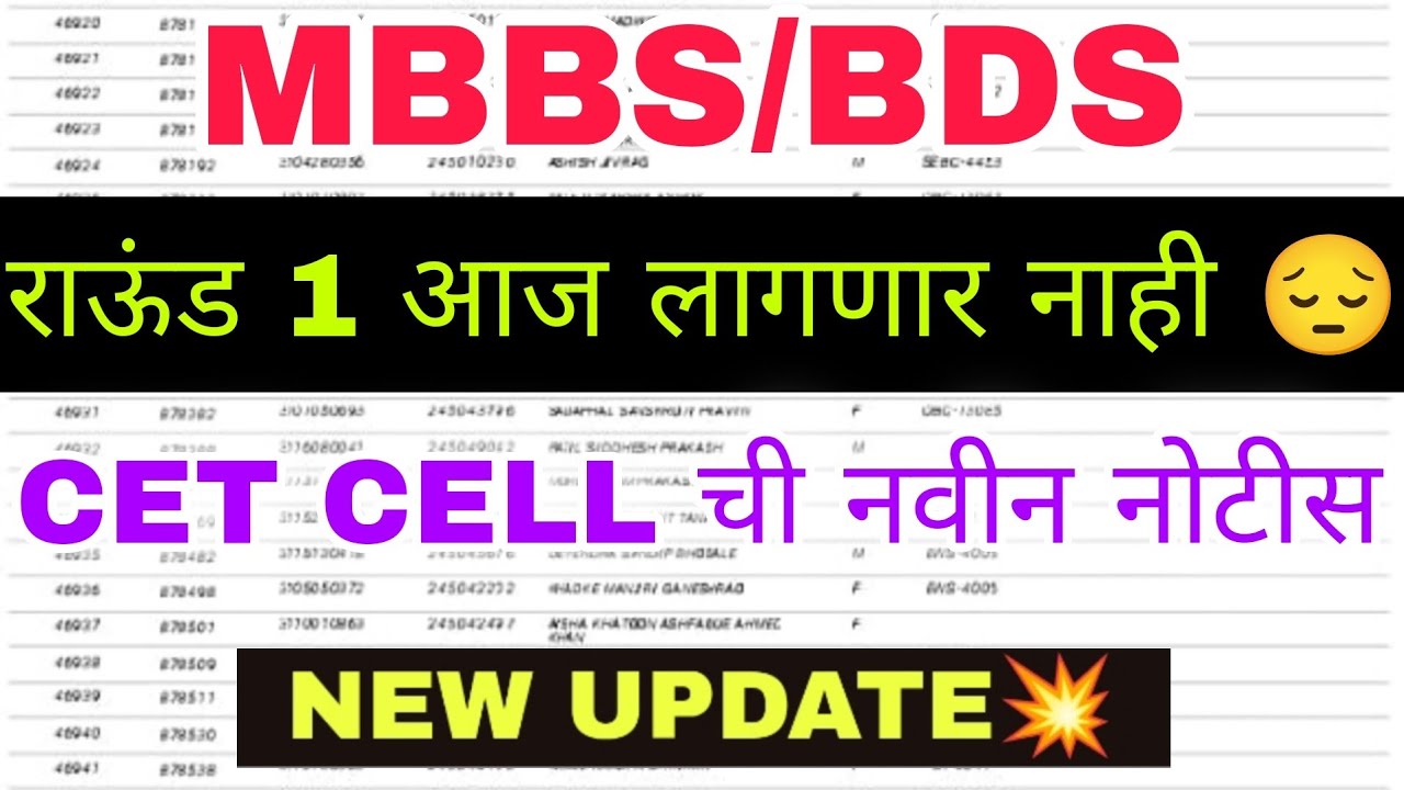 MBBS BDS Round 1 Selection List Update| MBBS/BDS ROUND 1 SELECTION LIST ...