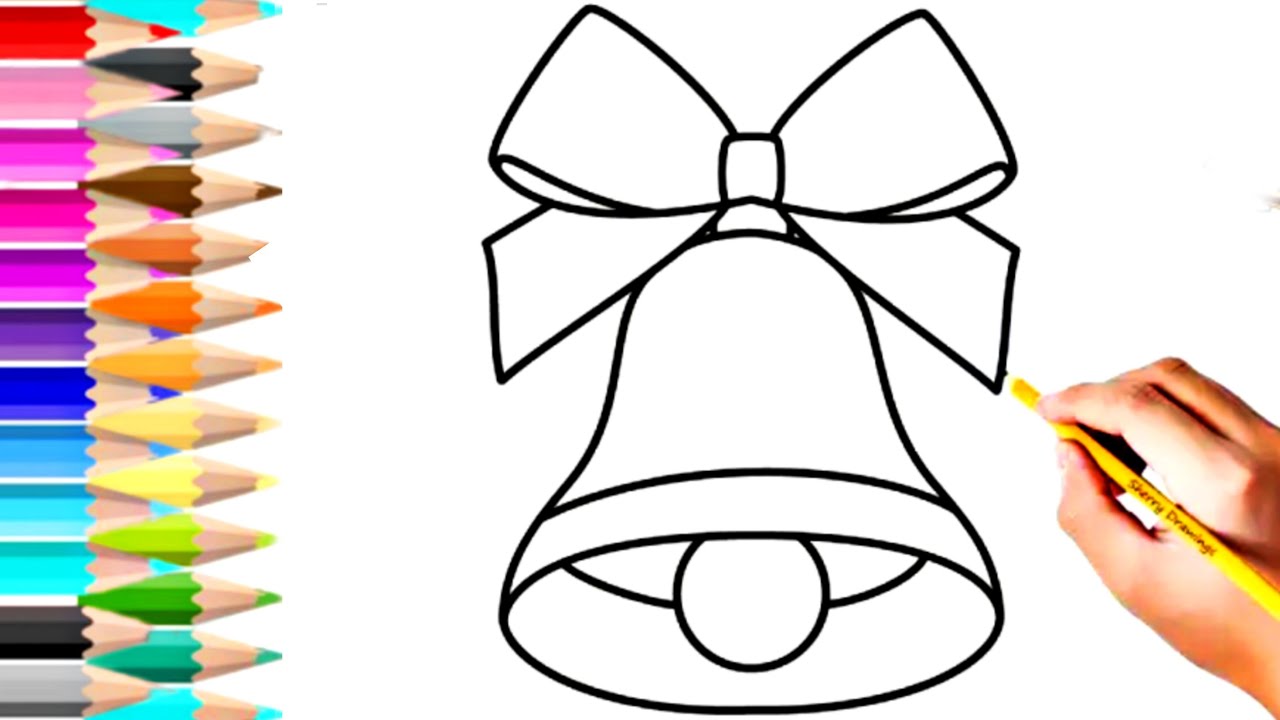 How to draw Bell Easy drawings for kids | Jingle Bell drawing for ...