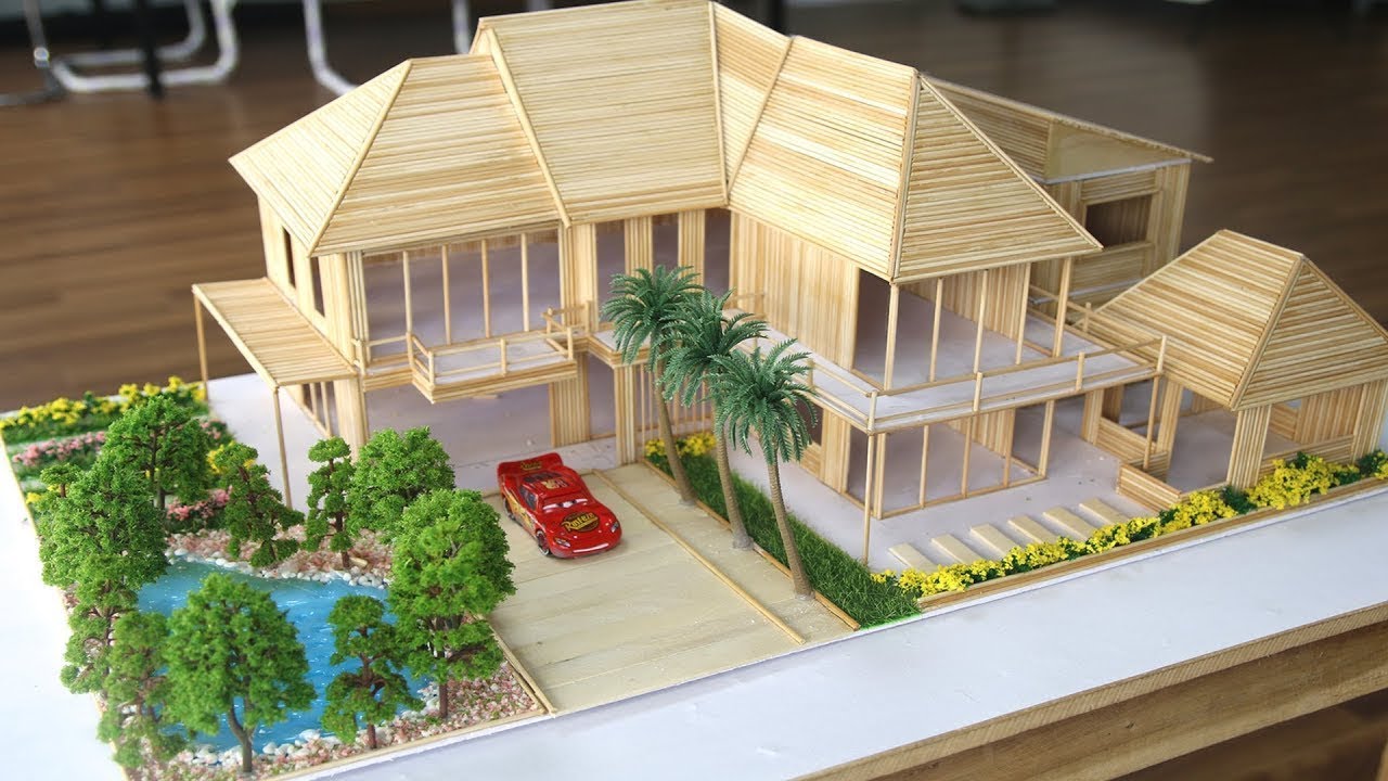 Amazing DlY house building | 10 decor ideas for ice cream sticks - YouTube