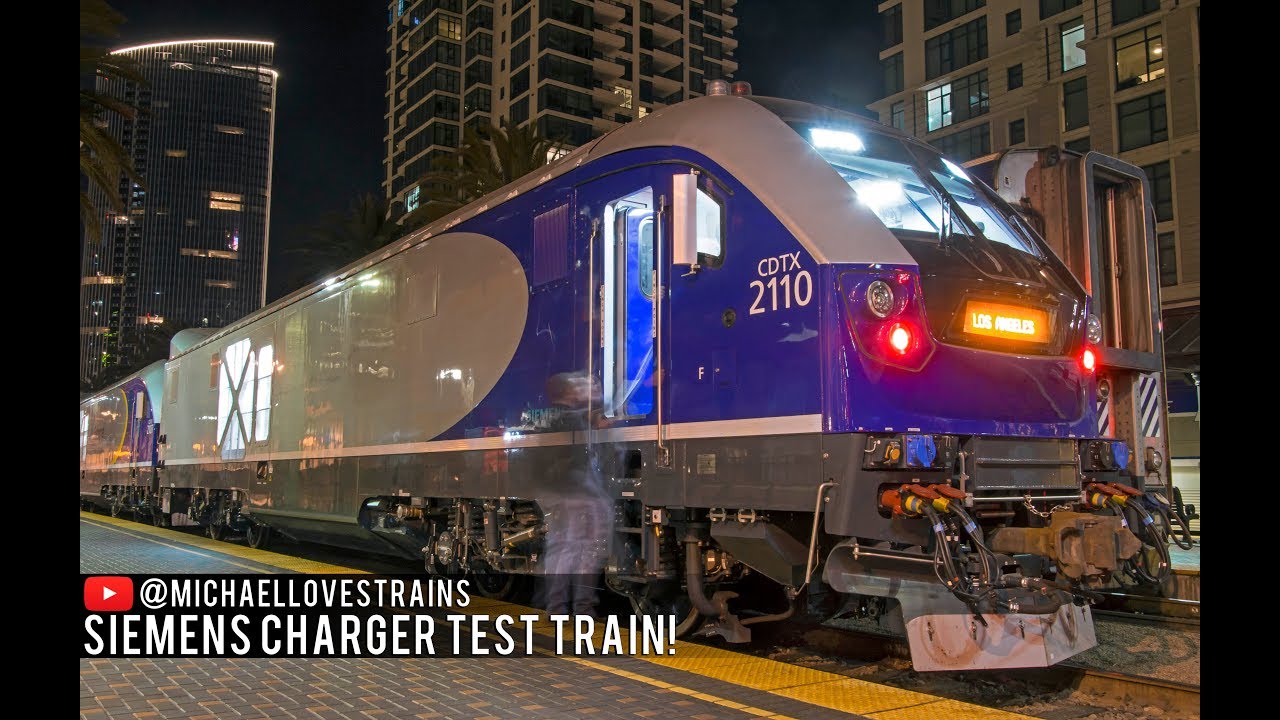 4K - First Look! Siemens Charger (SC-44) Test Train on the Pacific ...