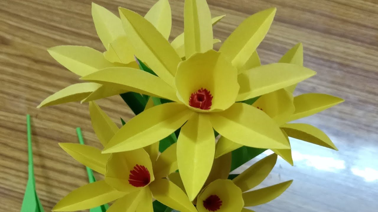 How to make a Daffodils Paper Flower | Making Paper Flowers Step by ...