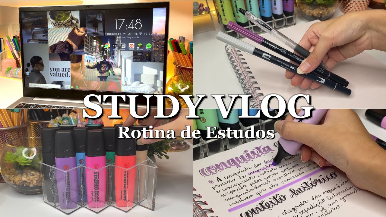 STUDY VLOG | Minha Rotina de Estudos (estilo filminho narrado) - YouTube