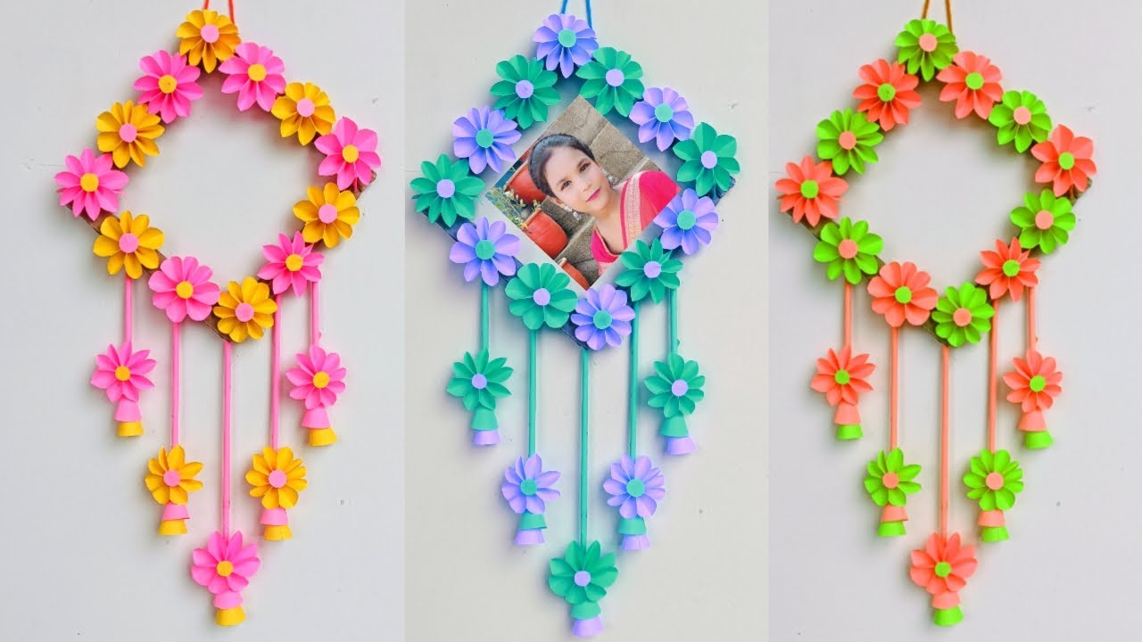 How to make paper flower wall hanging/New Paper Flower Wall Hanging/DIY ...