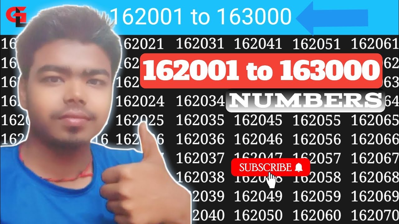 162001 से 163000 numbers सीखे youtube पर ll 162001 to 163000 numbers ll ...