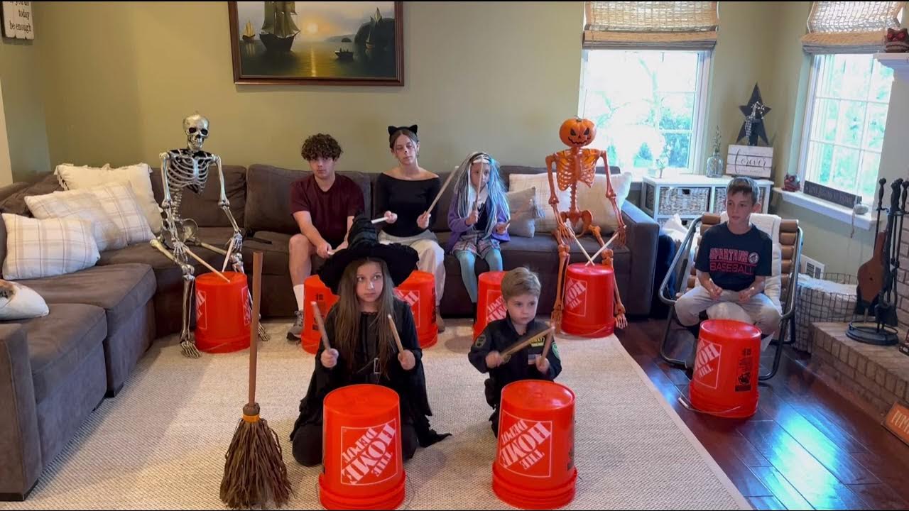 “Addams Family” - Piano Students Bucket Drumming! - YouTube
