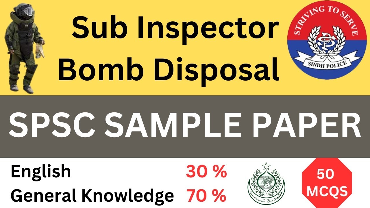 Sub Inspector (Bomb disposal) | Sample Paper | SPSC pattern | 50 MCQs ...