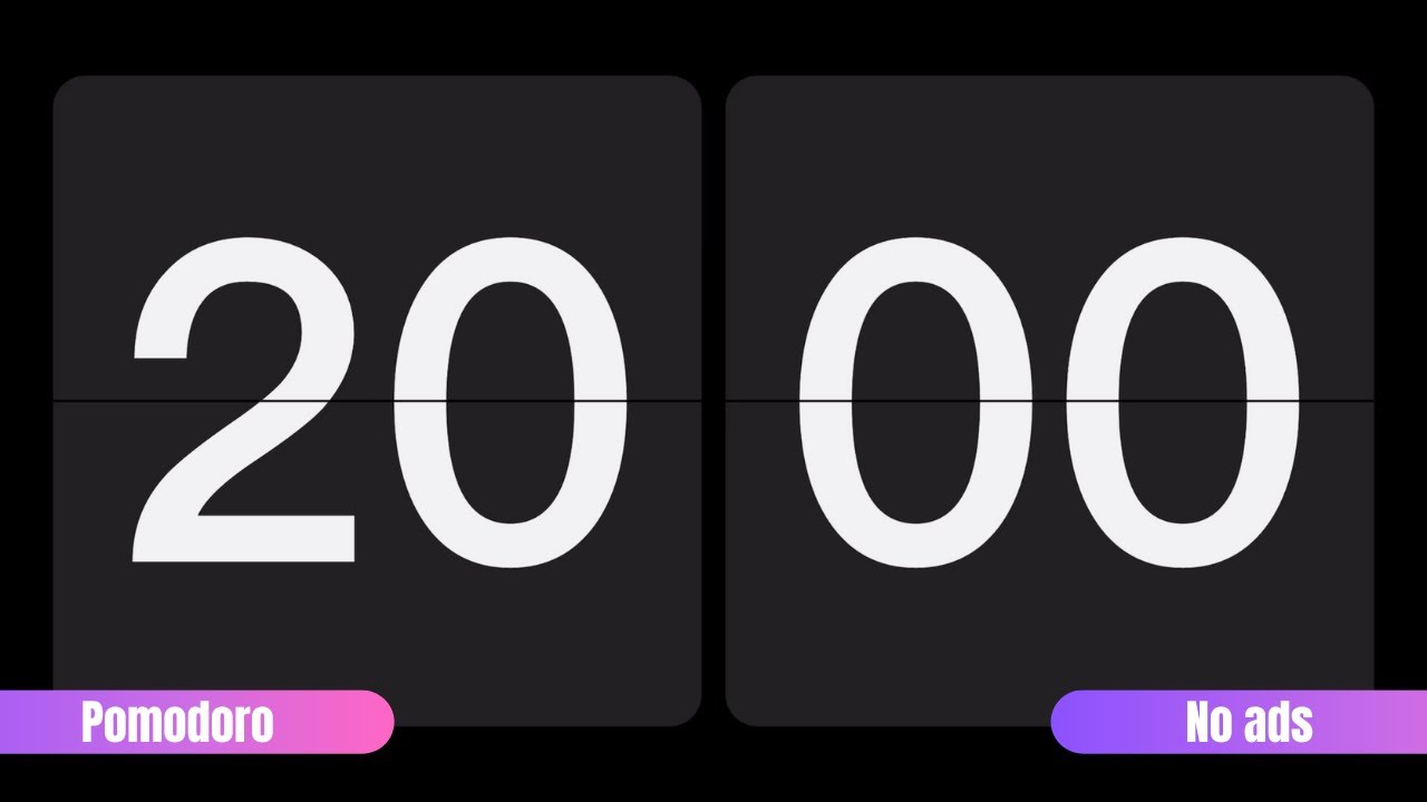 20 min Pomodoro timer with tick sound | Deep focus | Dark theme ...