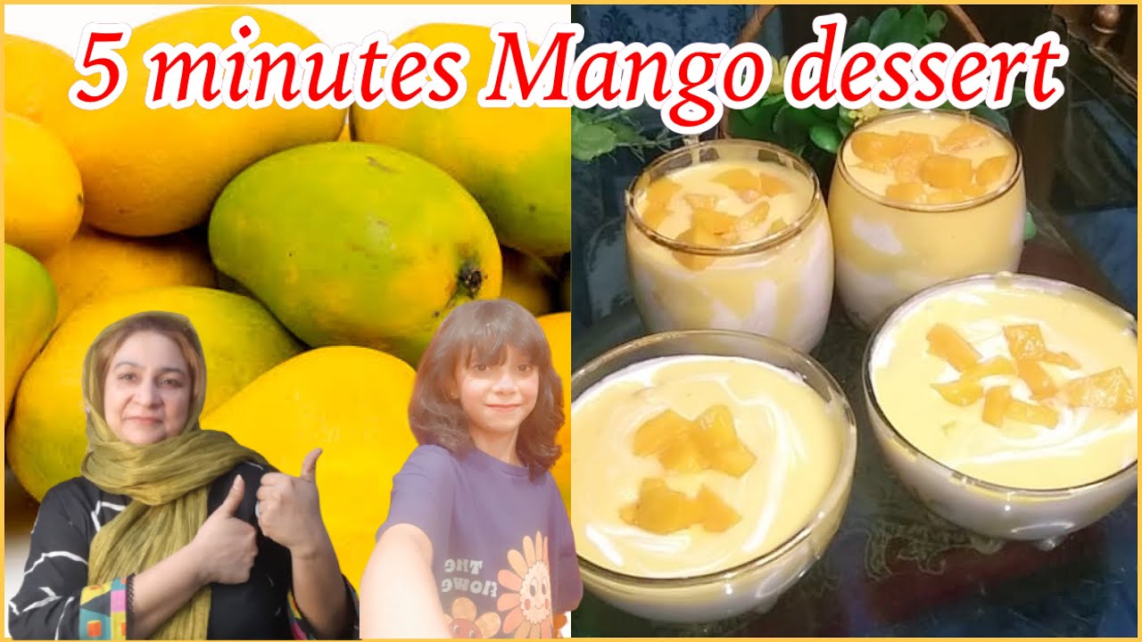 5 minute easy mango dessert | mango pudding recipe - YouTube
