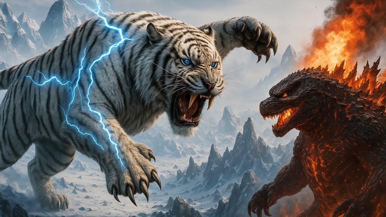 GODZILLA VS WHITE TIGER TITAN – Clash of Fire and Ice (4K Monster ...