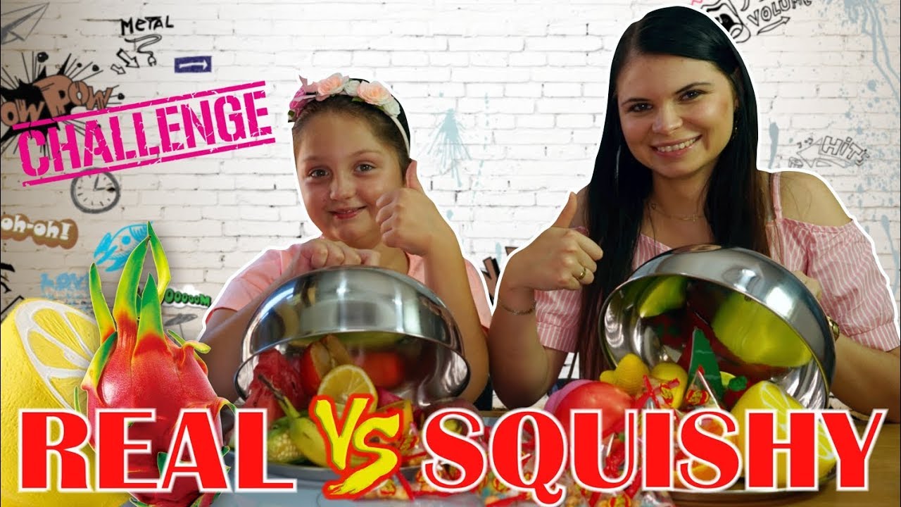 🍉 SQUISHY FOOD VS REAL FOOD 🍌 SQUISHY CHALLENGE 😜 - YouTube