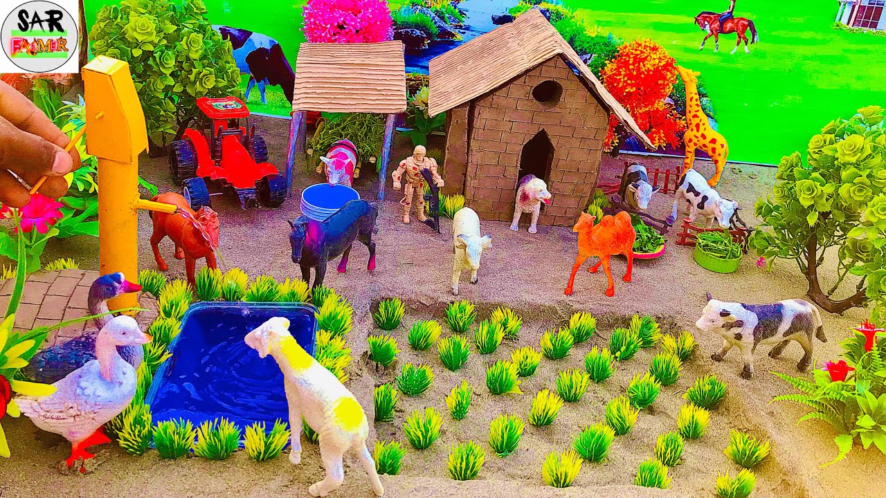 DIY making mini farm diorama house with cow , pig - mini supply water ...