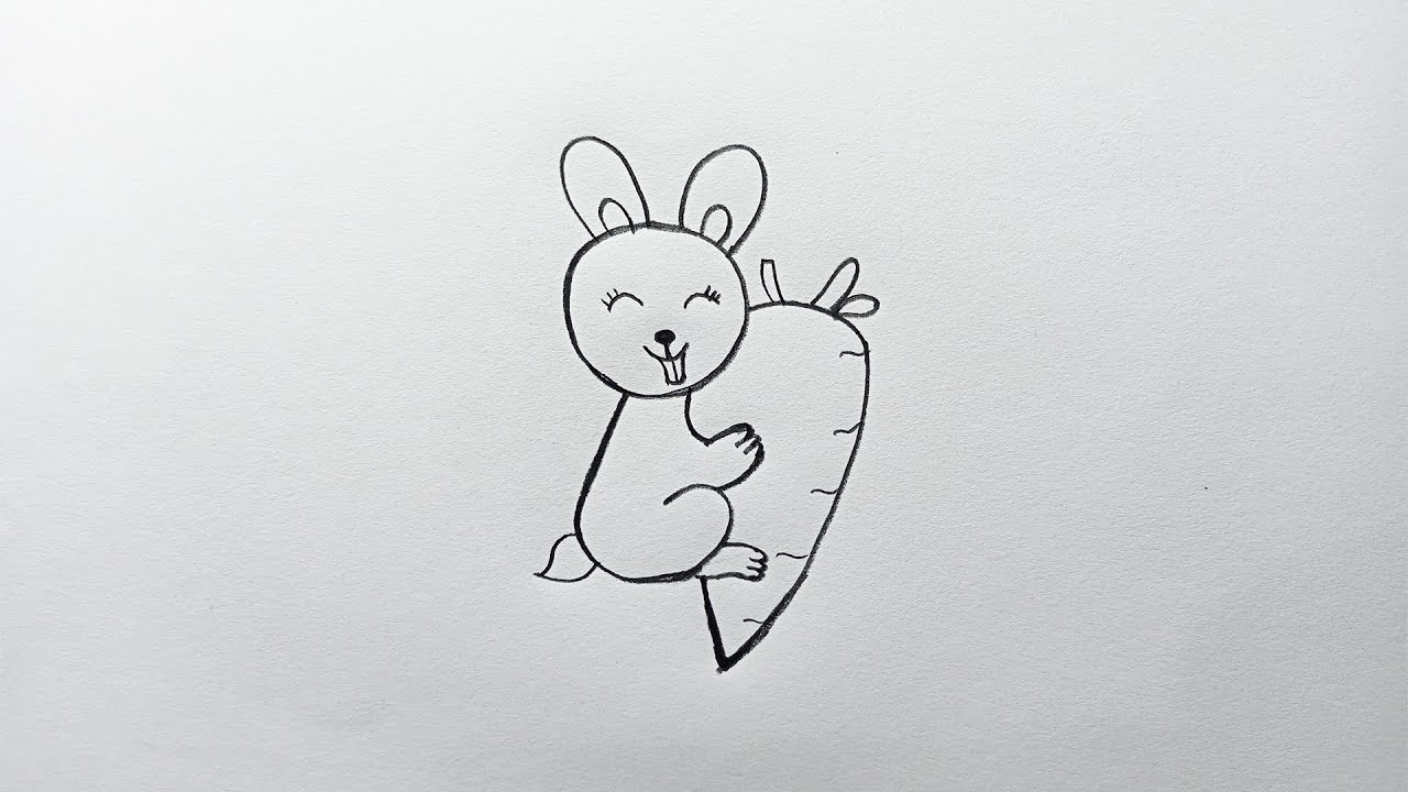 How to Draw a Rabbit / How to Draw a Bunny Rabbit holding a Carrot ...