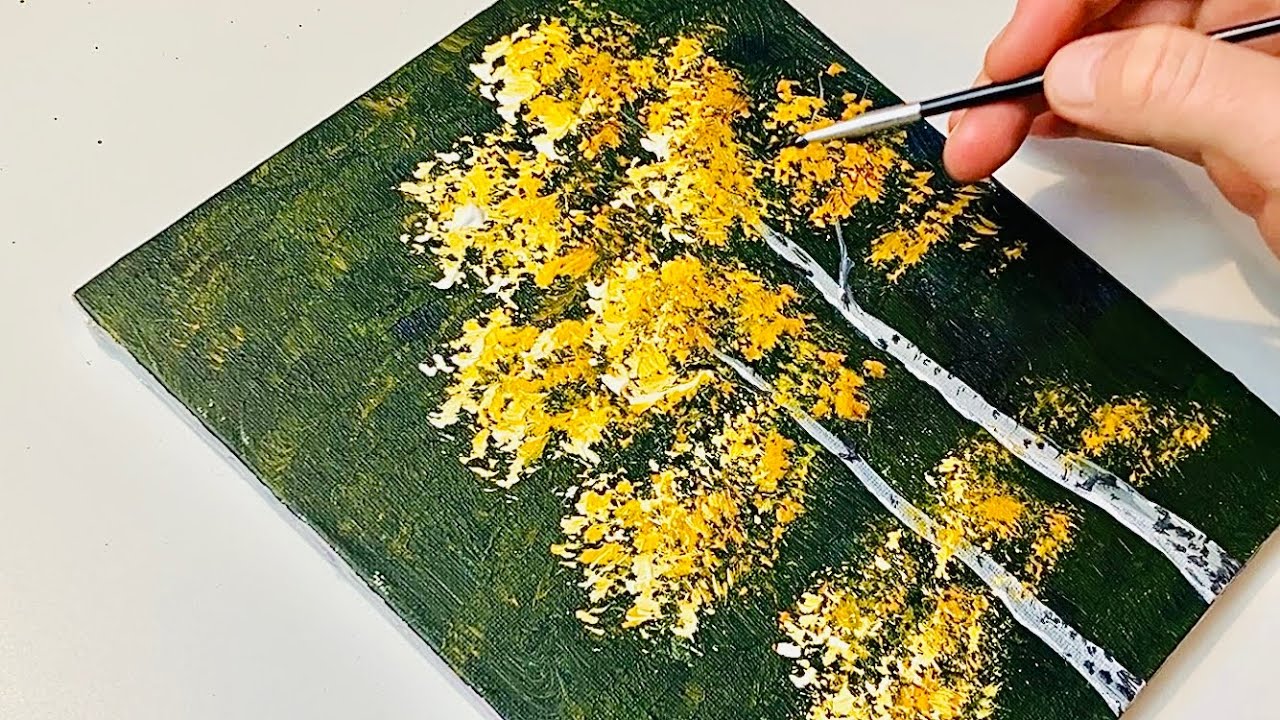 How to Draw Autumn Tree / Acrylic Painting for Beginners - YouTube