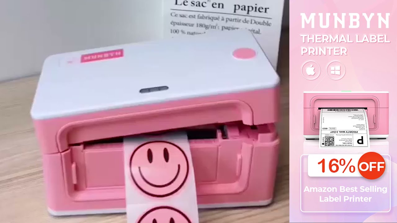 Pink Shipping Label Printer for Girl Boss - YouTube