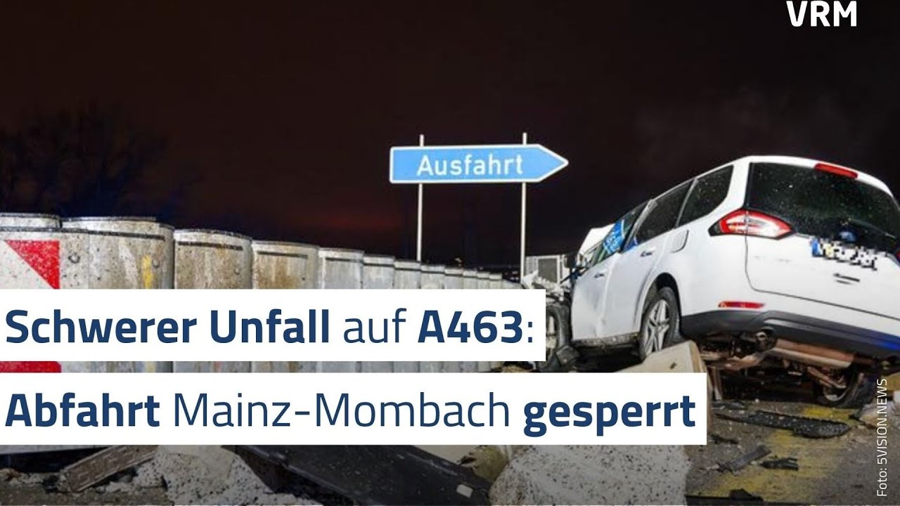 Schwerer Unfall auf A643 – Abfahrt Mainz-Mombach gesperrt - YouTube