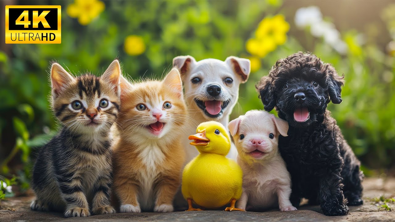 Baby Animals - 4K Animal Footage With Soothing Sounds, Relaxing Music ...