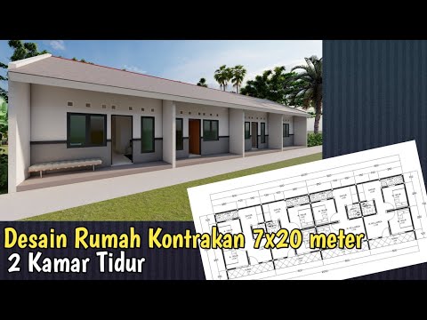 DESAIN KONTRAKAN 7X5 METER DENGAN 2 KAMAR TIDUR | UKURAN TANAH 7X20 METER JADI 4 KONTRAKAN
