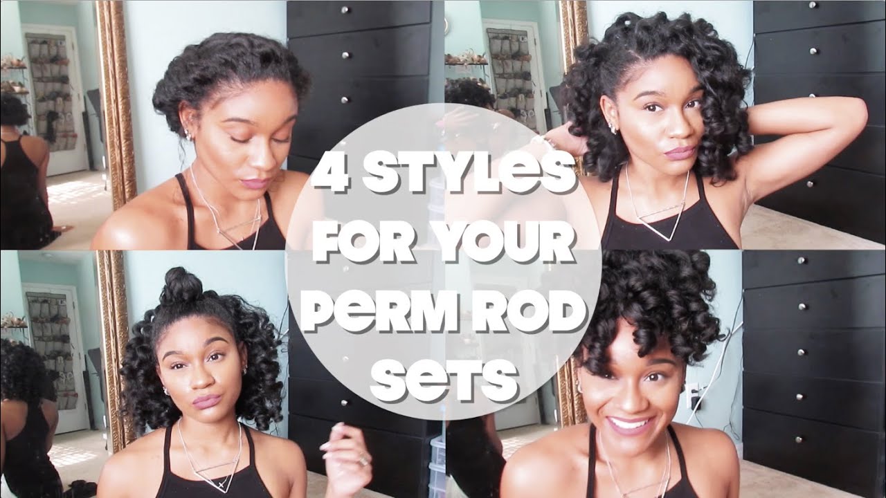 Natural Hair | 4 Quick & Easy Hairstyles for Perm Rod Sets - YouTube