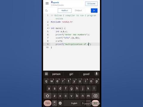 MULTIPLICATION OF TWO NUMBERS IN C #clanguage #coding #code # ...
