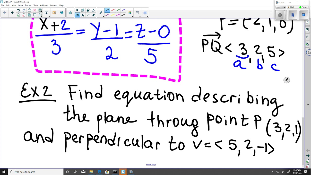 Notes Precalc equation of a line, plane, angle between the planes - YouTube