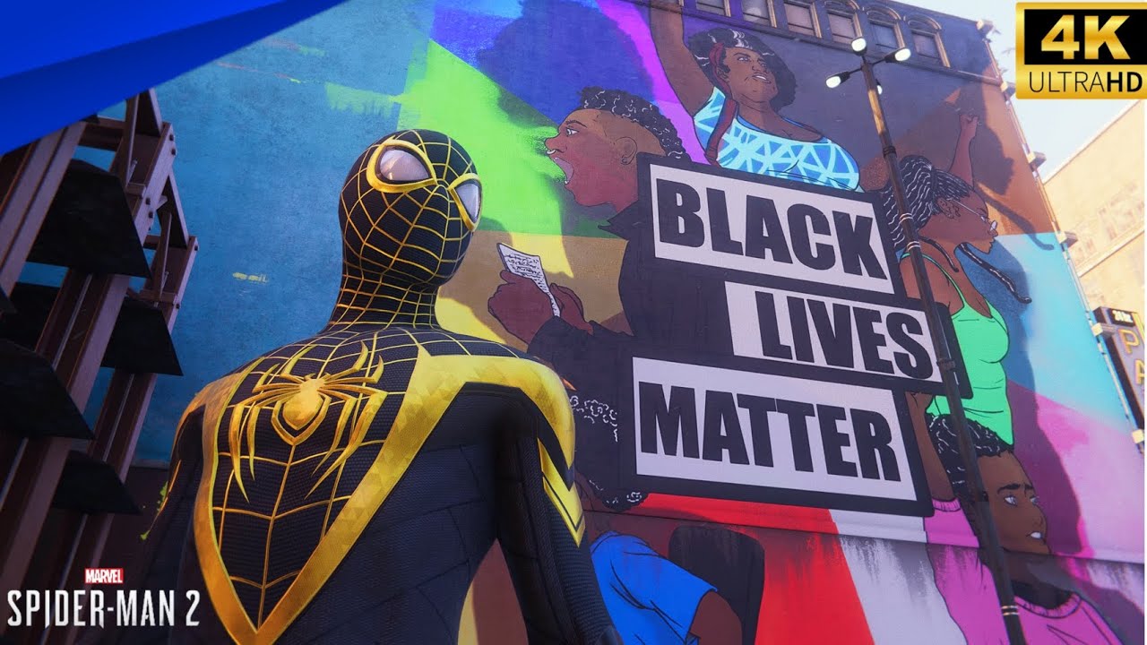 Realistic graphics Mod Spiderman Miles Morales BLM Theme in the Uptown ...