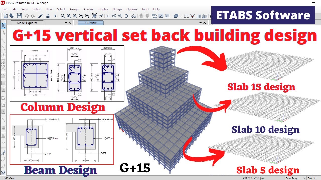 G+15 vertical set back building design by ETABS | structural design ...