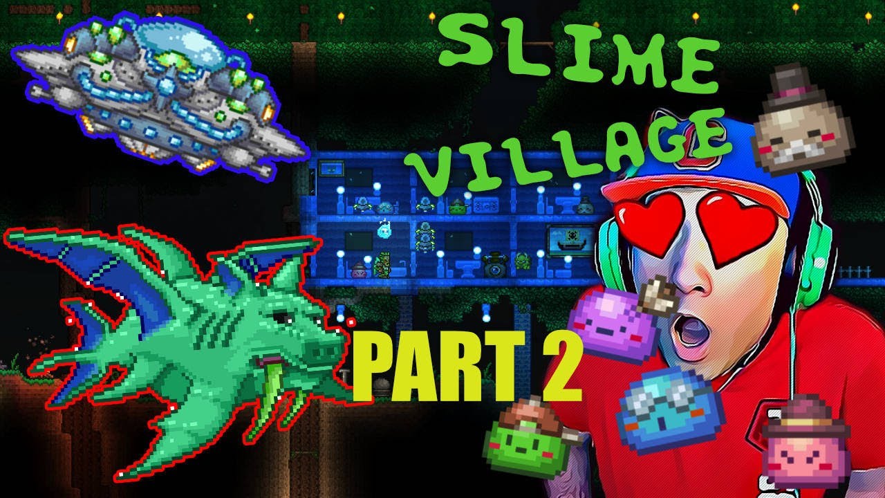 bagong SLIME village, Alien Invasion at si FISHRON ~ Terraria ep14 ...