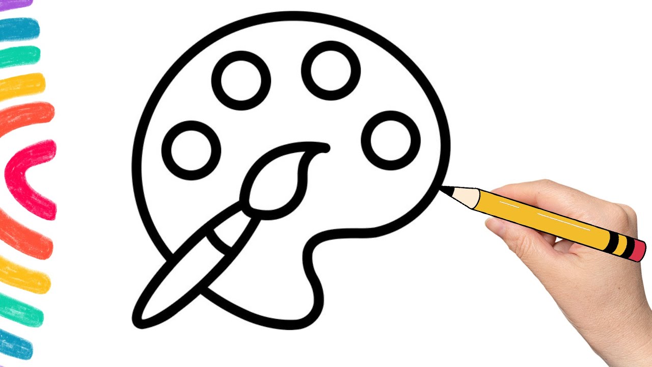 How to draw a palette | board for mixing paints? 🎨 Cómo dibujar una ...